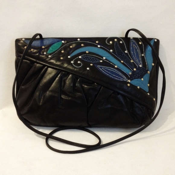 Dimitri | Bags | Dimitri Black Leather Shoulder Bag Clutch Purse ...